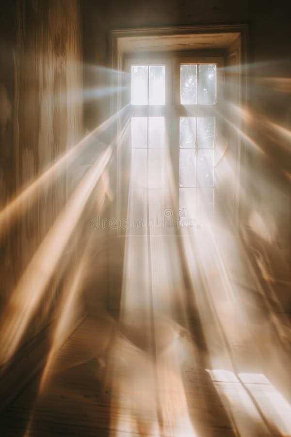 Sunlight through Sheer Curtains Creating Rainbow Light Effects on ...