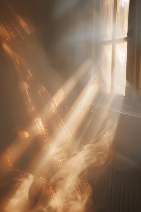 Sunlight through Sheer Curtains Creating Rainbow Light Effects on ...