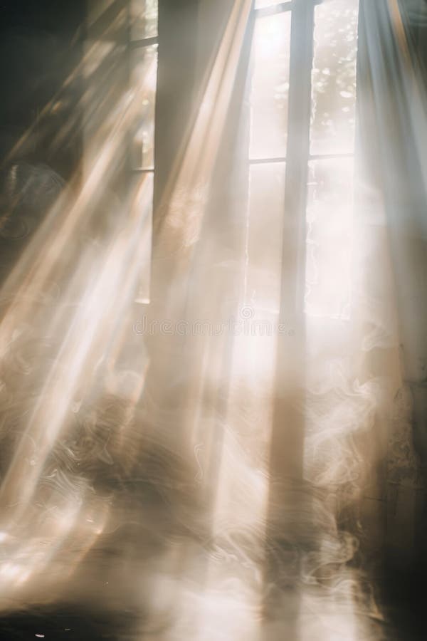 Sunlight through Sheer Curtains Creating Rainbow Light Effects on ...