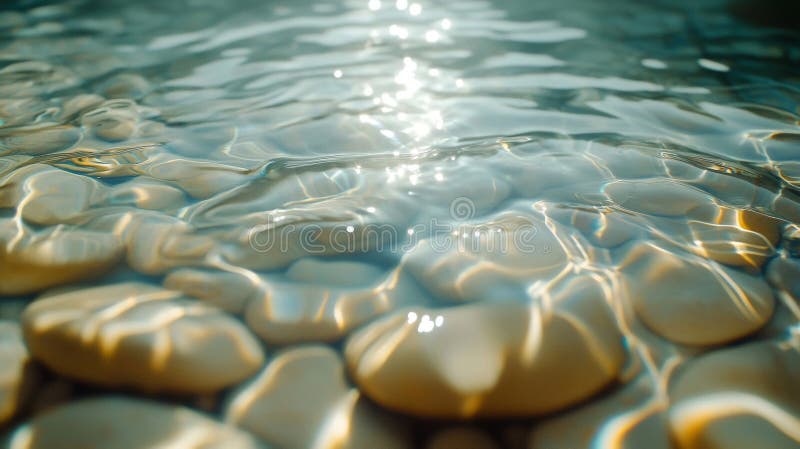 Sunlight Shimmers on Smooth River Rocks Under Water Stock Illustration ...