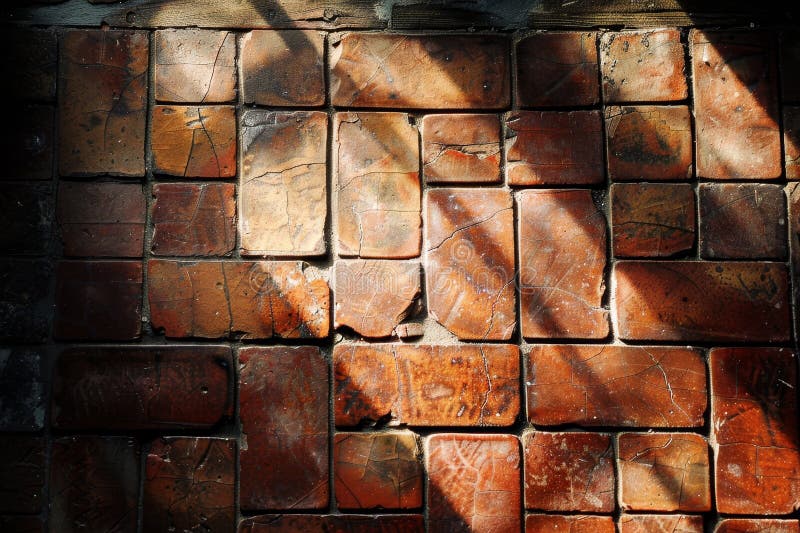 Sunlight Shines through Gaps in a Brick Wall, Creating Patterns of ...