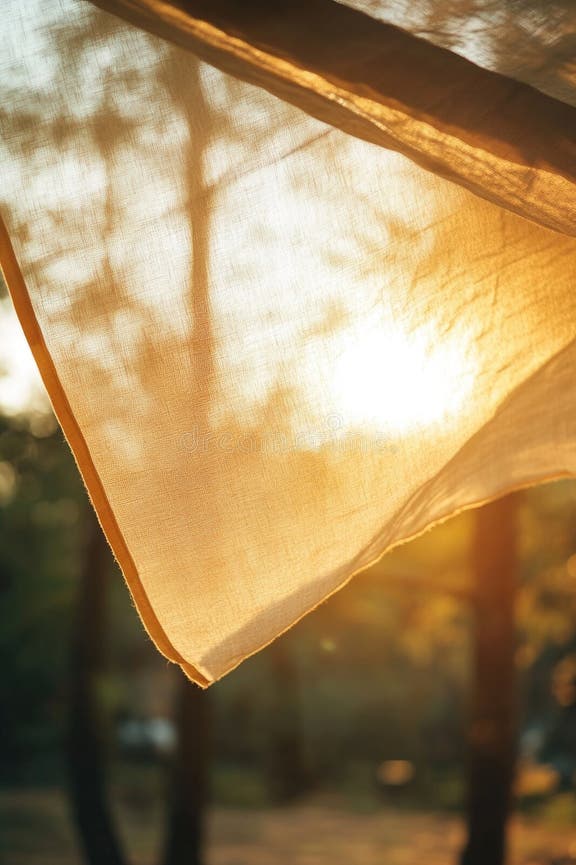 Sunlight Shines through Sheer Fabric with Subtle Texture and Warmth ...