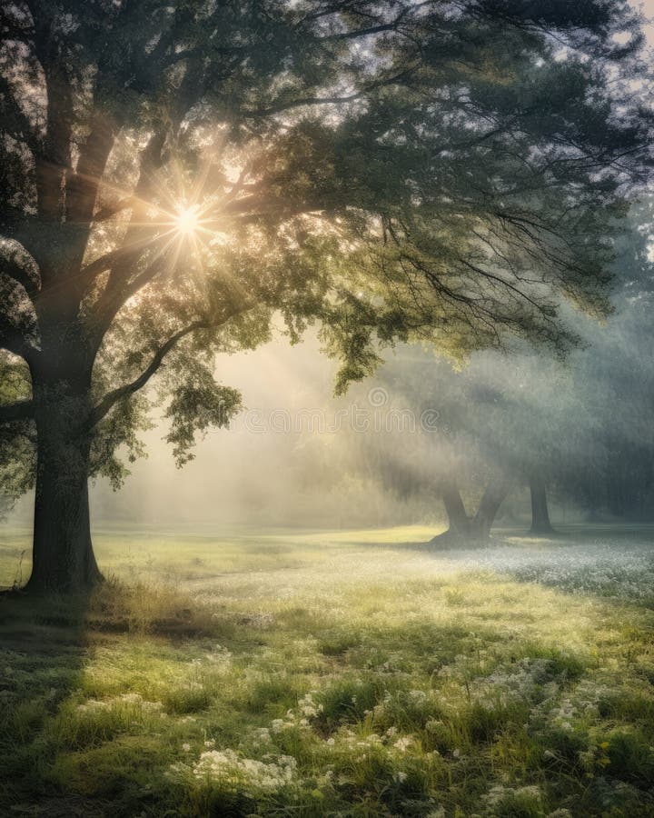 Sunlight Shines through the Trees Stock Photo - Image of foliage, green ...