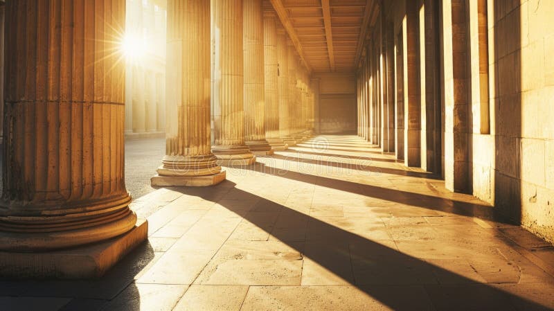 Sunlight Shining through Architectural Columns, Suitable for Real ...