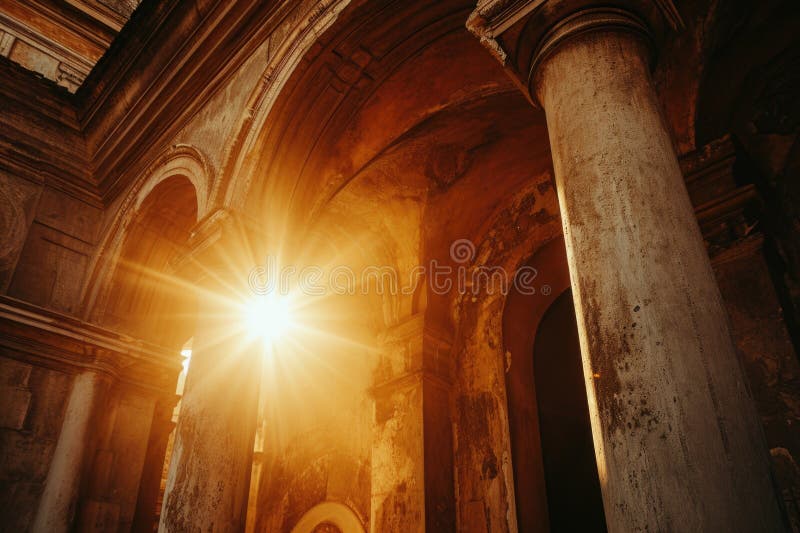 Sunlight Shining Brightly through the Columns of a Building. Perfect ...