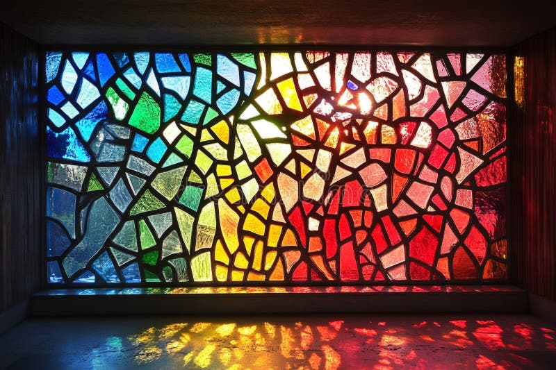 Sunlight is Shining through a Colorful Stained Glass Window, Creating ...
