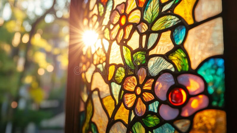 Sunlight Shining Floral Stained Glass Window Stock Photos - Free ...