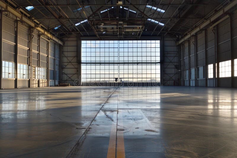 Sunlight Shining through Large Windows of Empty Warehouse Stock Photo ...