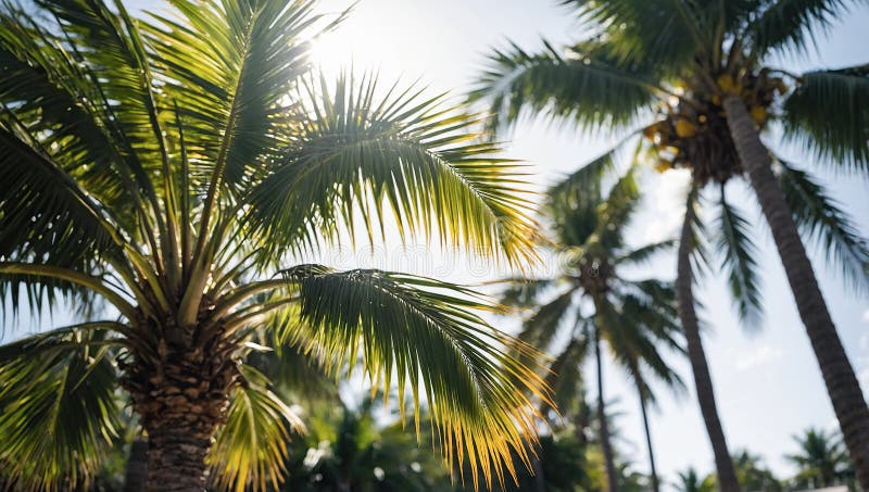 Sunlight Shining through the Leaves of a Palm Tree with Other Palm ...