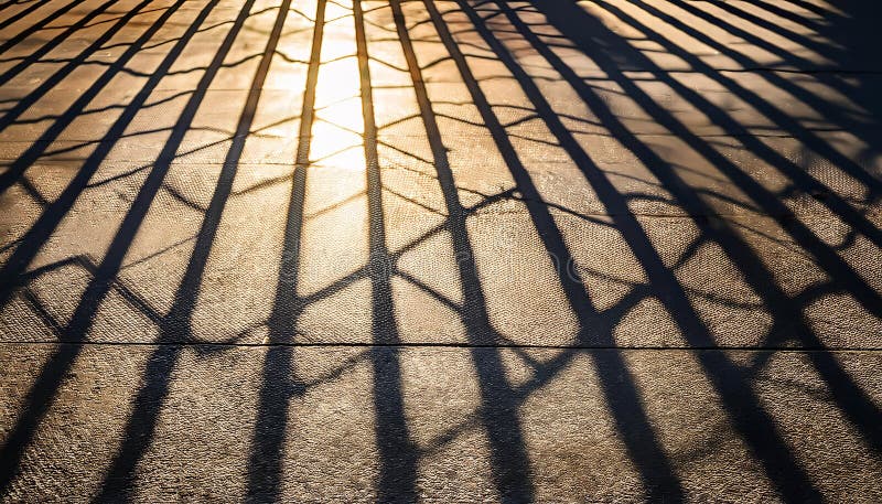 Sunlight Shining through Metal Gate Casting Shadows on the Ground Stock ...