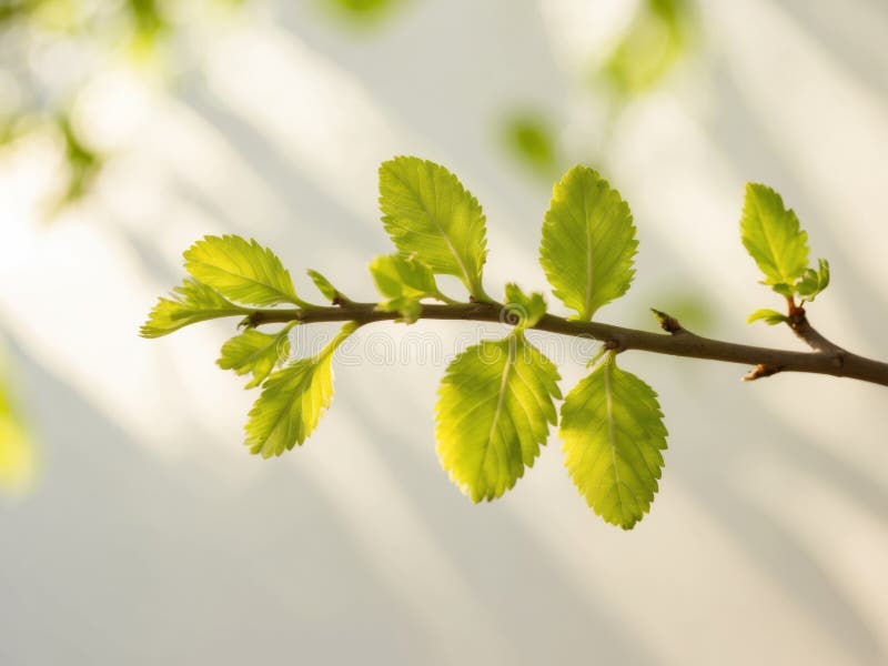 Sunlight Shining through New Growth Leaves on a Branch in the Spring ...