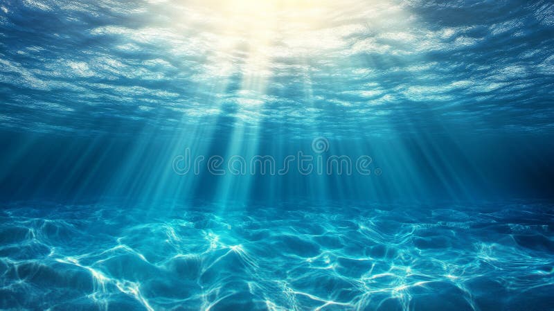 Sunlight Shining through Ocean Surface Creating Beautiful Light Rays ...