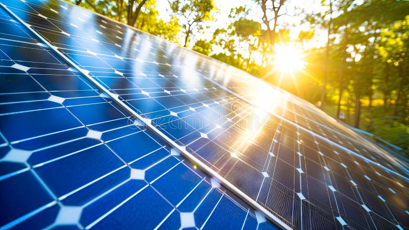 Sunlight Shining through a Solar Panel Stock Photo - Image of electric ...