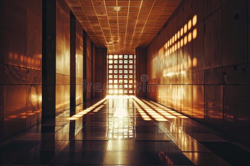 Sunlight Shining through Square Window Illuminating Empty Corridor ...