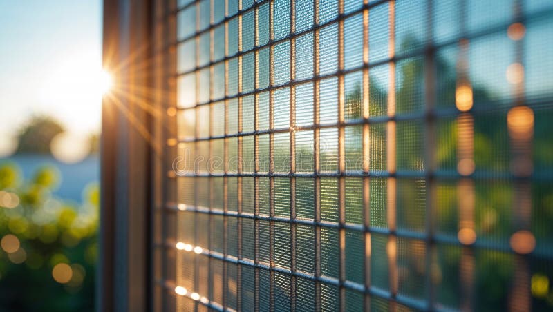 Sunlight Shining through Wire Mesh at Sunset Creating Beautiful Light ...