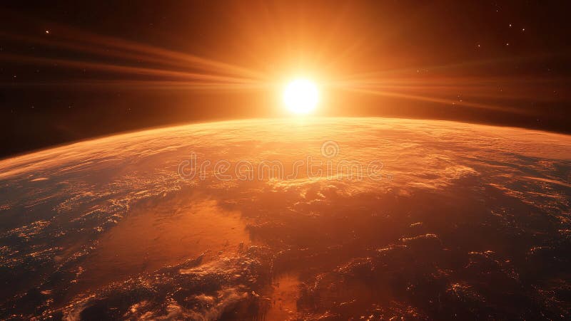 Sunlight in the Sky Horizon Space View Background, Planet Stock ...