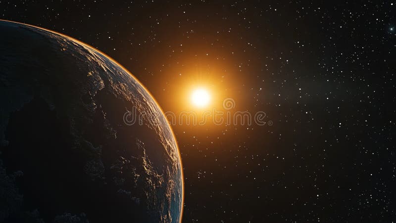 Sunlight in the Sky Horizon Space View Background, Planet Stock ...