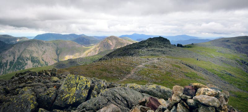 The Ridge from Scafell To Scafell Pike Stock Image - Image of gables ...