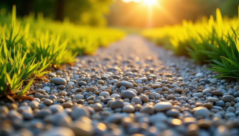Sunlight on Smooth Varied Gravel Path Texture Seamless Macro Stock ...
