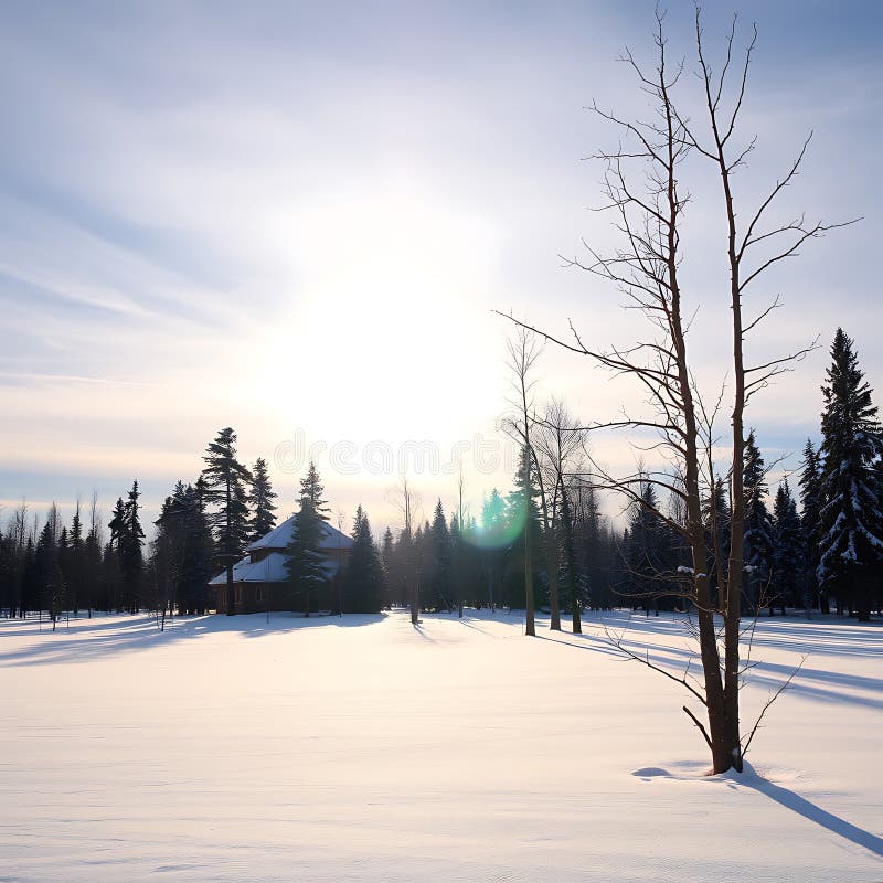 Sunlight on Snowy Canadian Field Stock Illustration - Illustration of ...