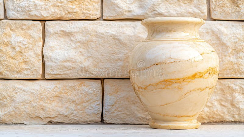 Sunlight Softly Shines through Behind an Ancient Roman Jar on a Stone ...