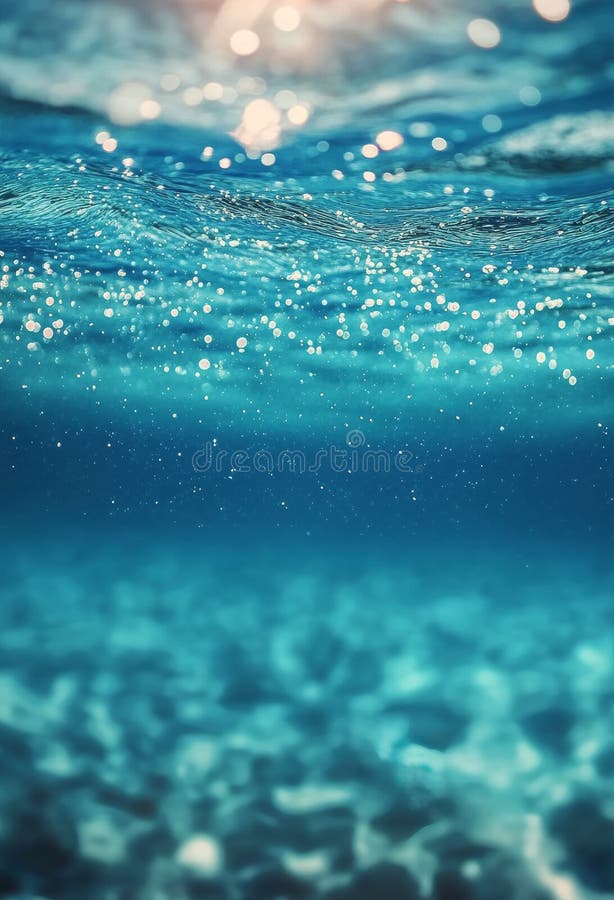 Sunlight Sparkles on the Surface of Clear Blue Water in a Tranquil ...