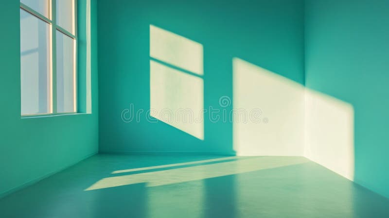 Sunlight Streaks through a Window in a Mint Green Room Stock ...