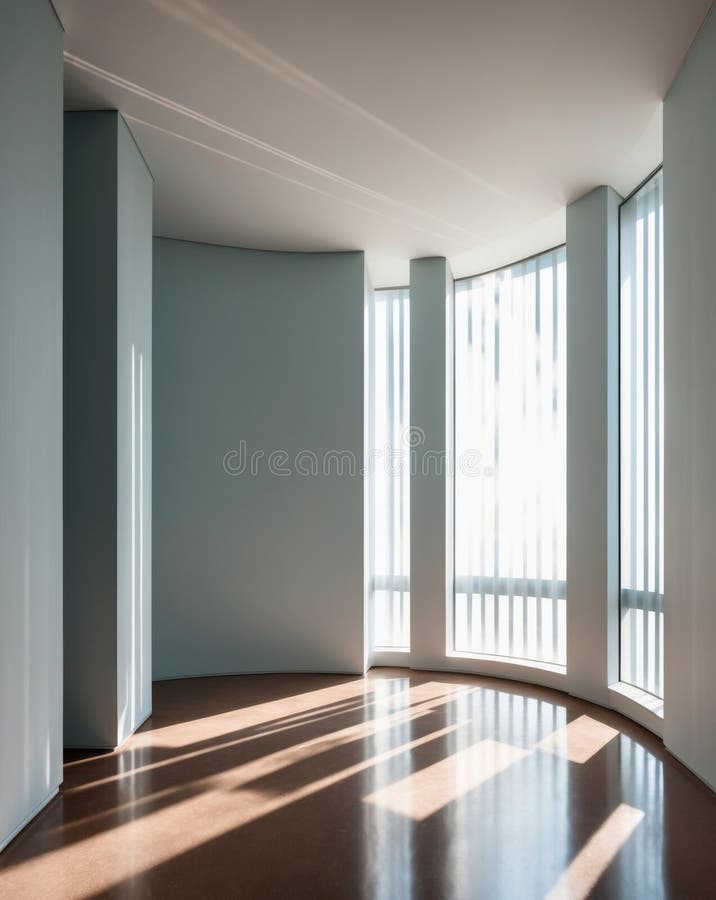 Sunlight Streaks through Windows Illuminating a Modern Empty Room with ...