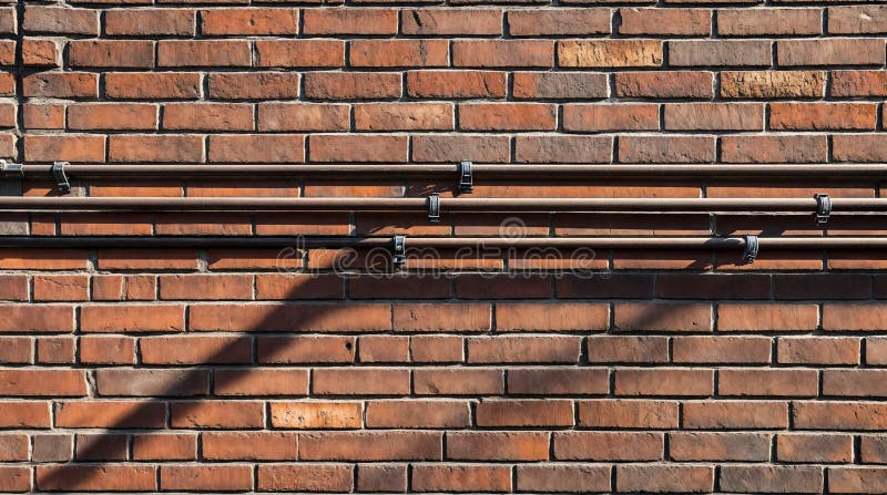 Electrical Conduit Passing on a Brick Wall with Visible Supports Stock ...