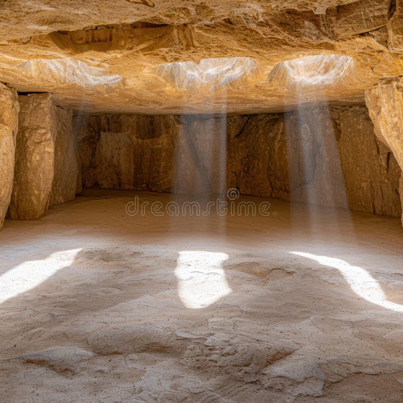 Sunlight Streaming through Ancient Cave Interior Stock Illustration ...