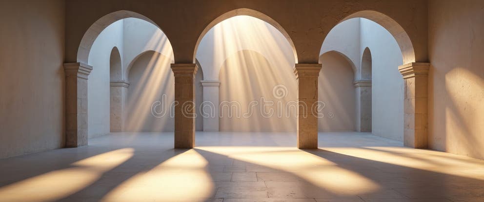 Sunlight Streaming through Arches Creates Dramatic Light and Shadow ...
