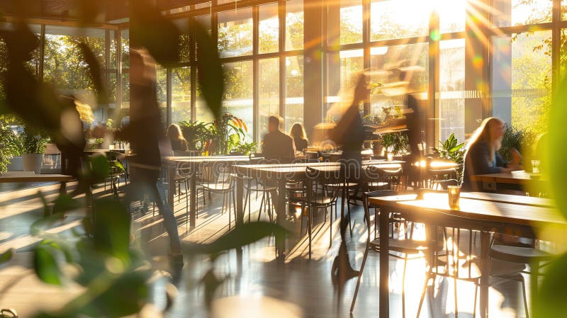 Sunlight Streaming through Cafe Windows Stock Illustration ...