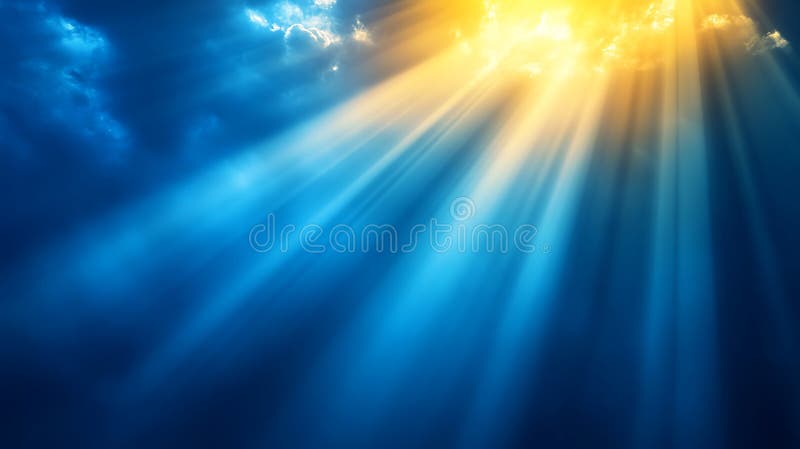Sunlight Streaming through Clouds Blue Sky Abstract Divine Light Rays ...