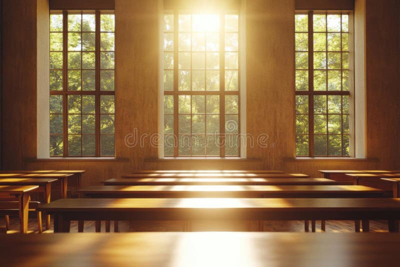 Sunlight Streaming, Creates Golden Glow in Empty Room, with Serenity ...