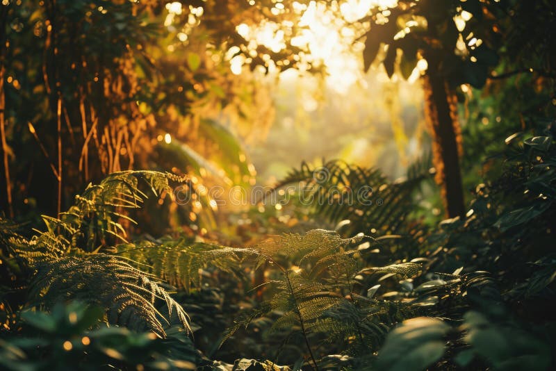 Sunlight Streaming Dense Trees Jungle Perfect Nature Outdoor Themed ...