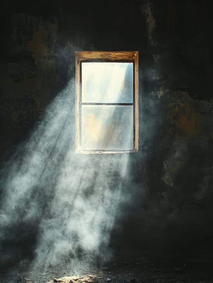 Sunlight Streaming through a Dusty Window in a Dark Room. Stock Image ...