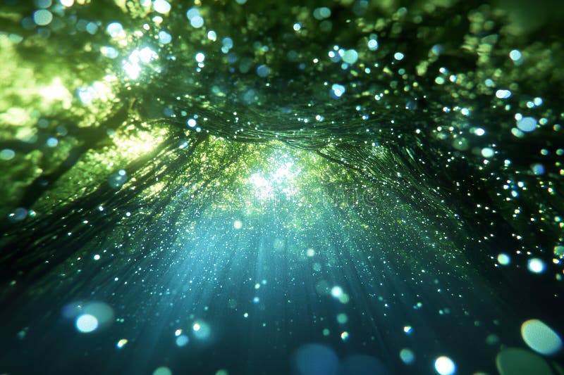 Sunlight Streaming Green Forest Creating Magical Light Effect Stock ...