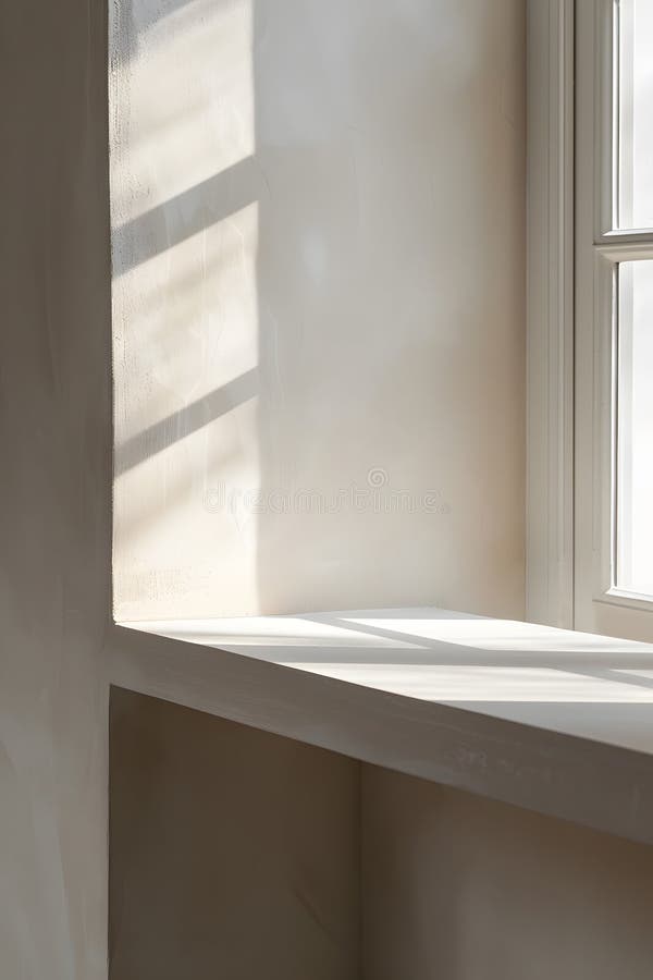 Sunlight Filters through Window, Casting Shadow on Sill with Wood Stain ...
