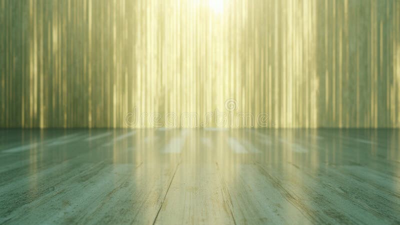 Sunlight Streaming through Golden Curtains on Wooden Floor Stock ...