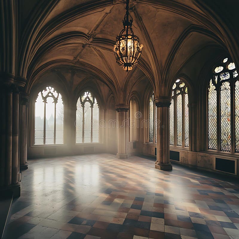 Sunlight Streaming through Gothic Windows in a Historic Building ...