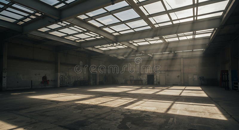 Sunlight Streaming through Industrial Building Creates Dramatic Light ...