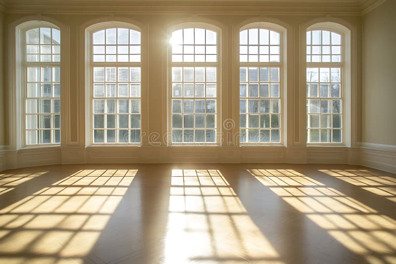 Sunlight Streaming through Large Arched Windows in a Luxurious ...