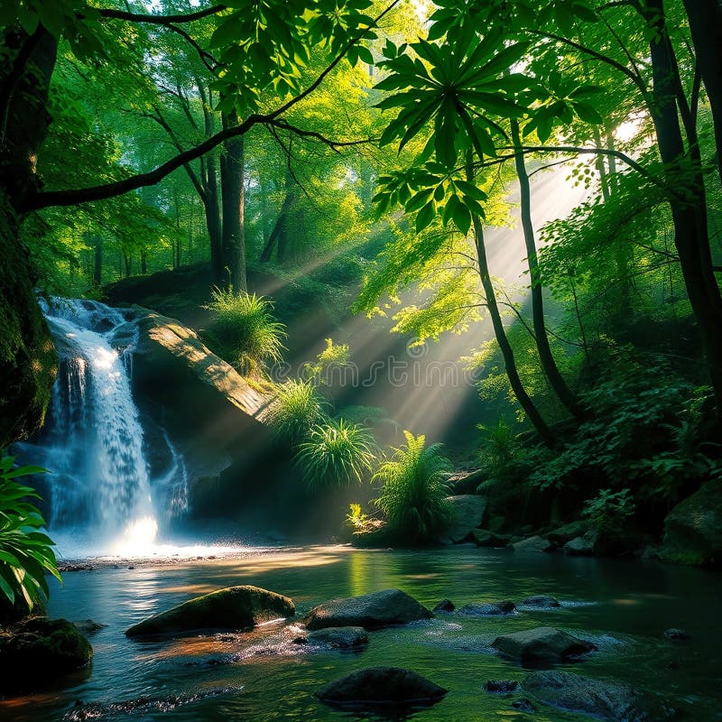 Sunlight Streaming through Leaves, Highlighting a Picturesque Forest ...