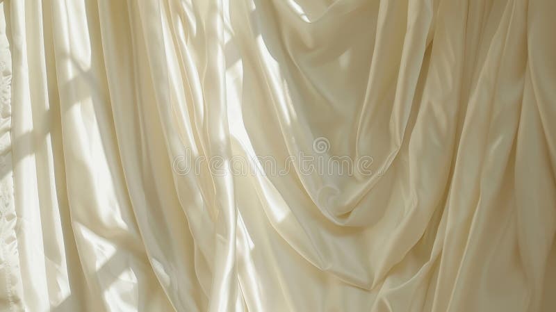 Sunlight Streaming through Luxurious Silk Drape, Flowing Fabric Texture ...