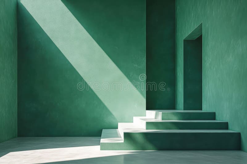 Sunlight Streaming on Minimal Green Staircase in Modern Architecture ...