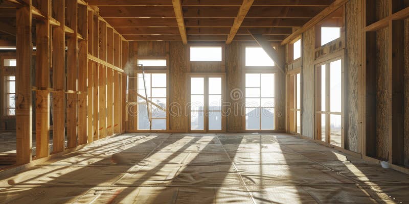 Sunlight Streaming through a New Home Under Construction. Created by ...