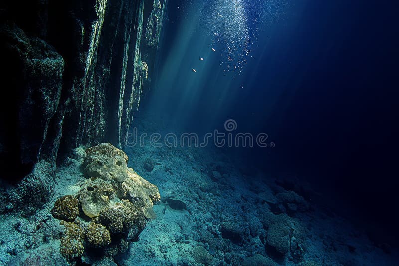 Sunlight Streaming through Ocean Depths. Neural Network AI Generated ...