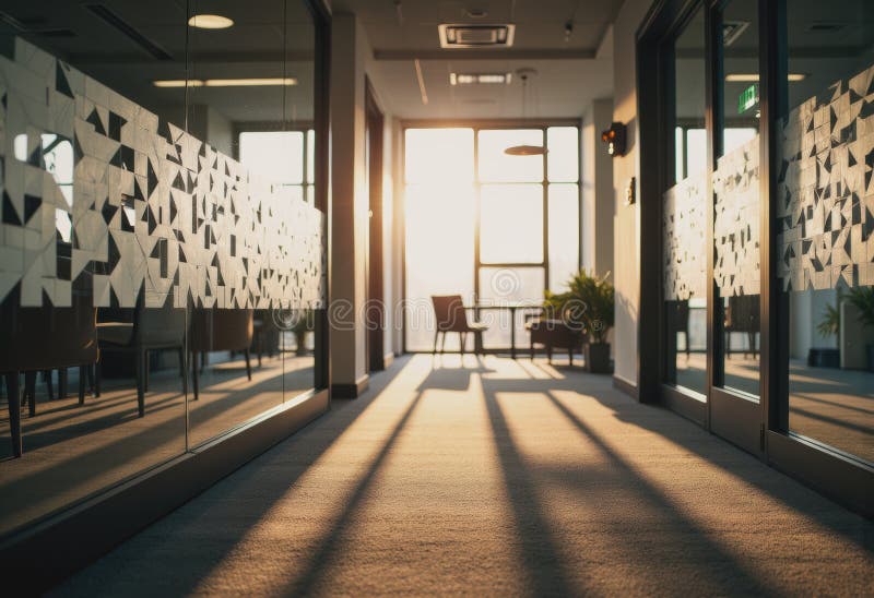 Sunlight Streaming through Office Windows, Creating Shadows on the ...
