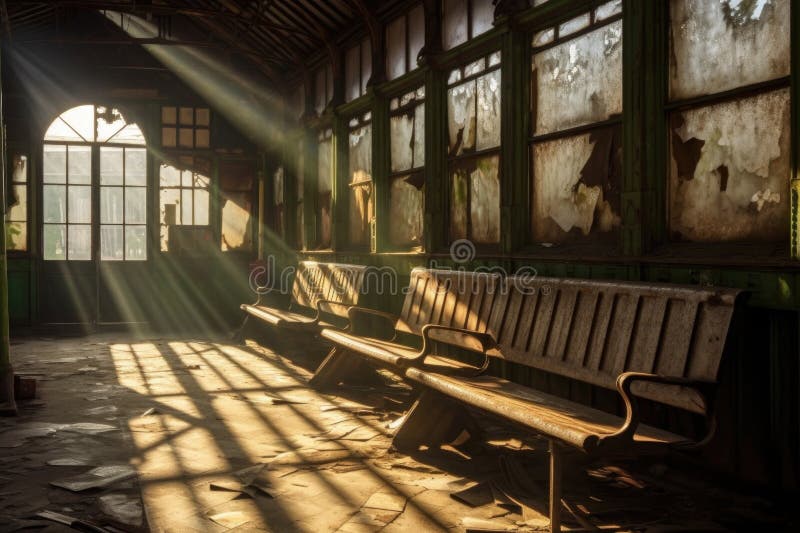 Sunlight Streaming through Old Station Windows Stock Illustration ...