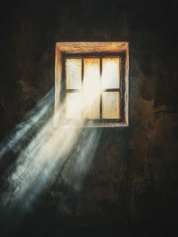 Sunlight Streaming through a Small Rustic Window. Stock Image - Image ...